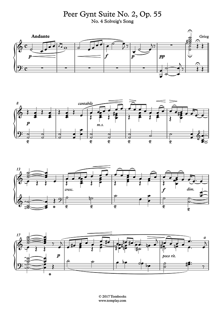 Peer Gynt Suite No. 2, Opus 55 - IV. Solveig's Song - Original Version ... Peer Gynt Suite No. 2, Opus 55 - IV. Solveig's Song - Original Version ...